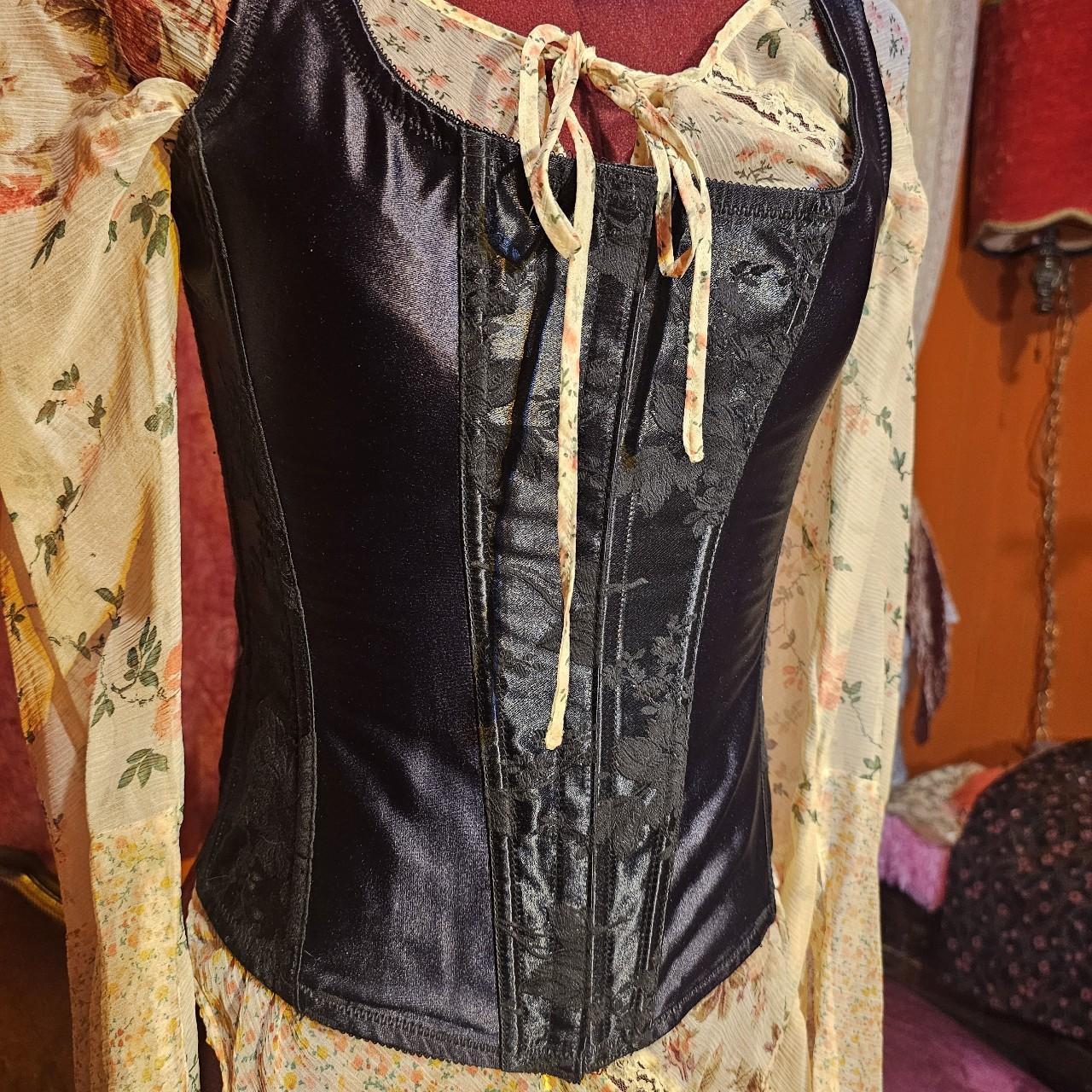 Vintage black jacquard empire intimates corset,... | Depop Vintage black jacquard empire intimates corset,... | Depop