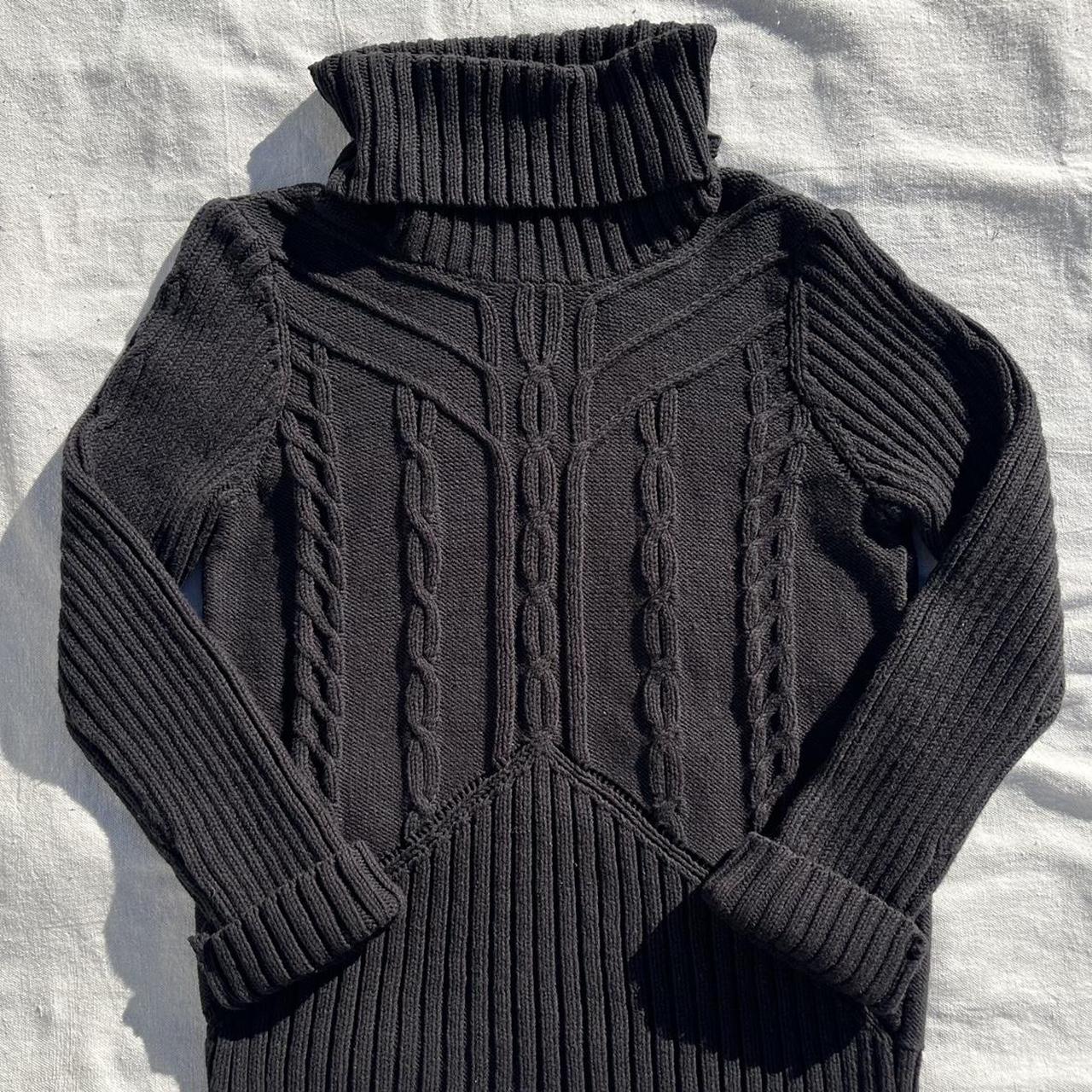 Black cable knit turtleneck sweater by Jones New... - Depop