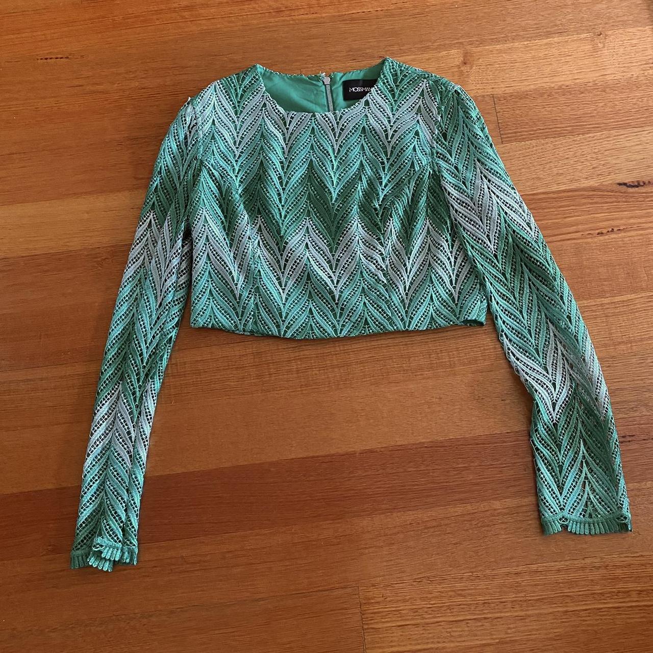 Mossman Rise & Fall crop top in vibrant chevron lace... - Depop