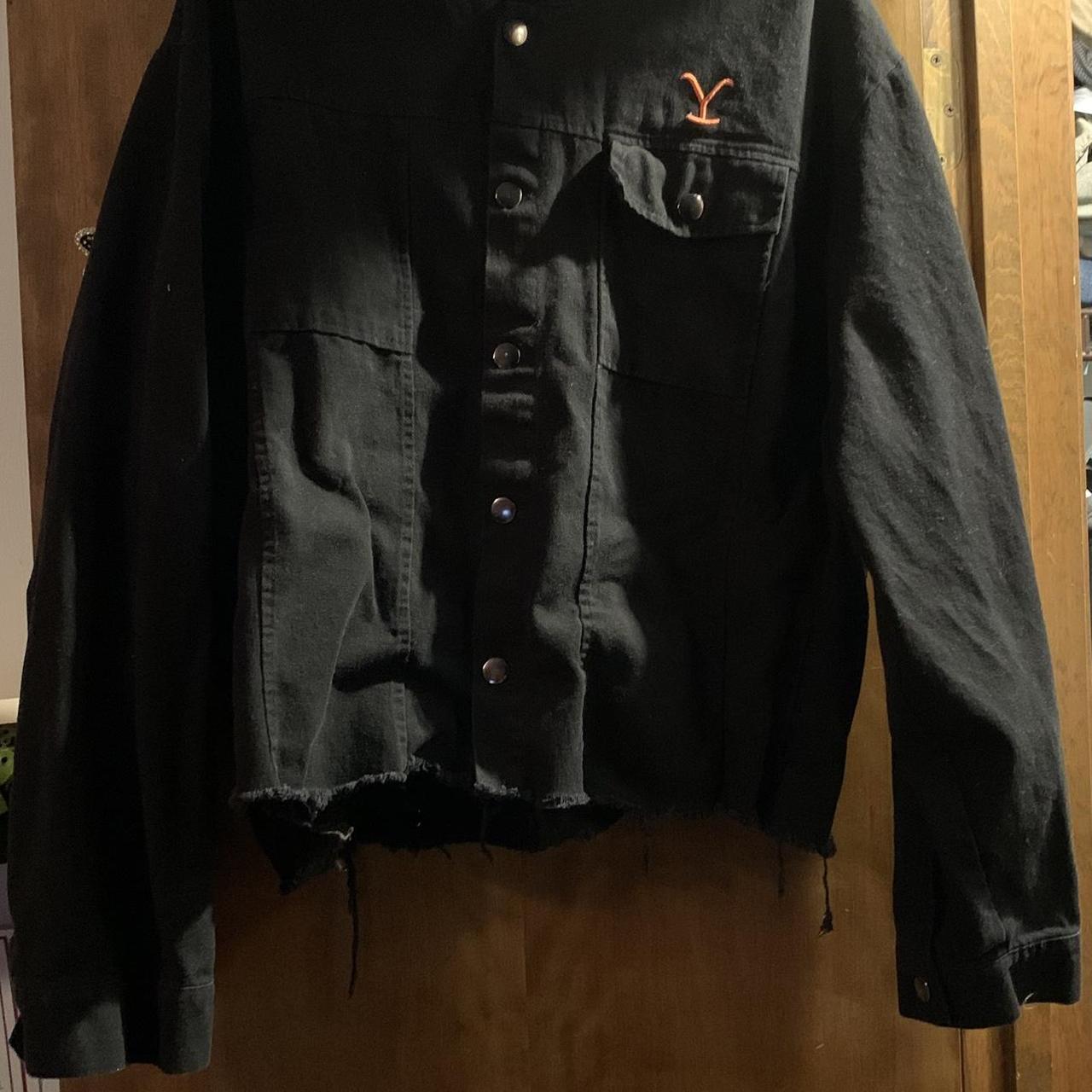Cropped Vintage black Yellowstone denim jacket... | Depop