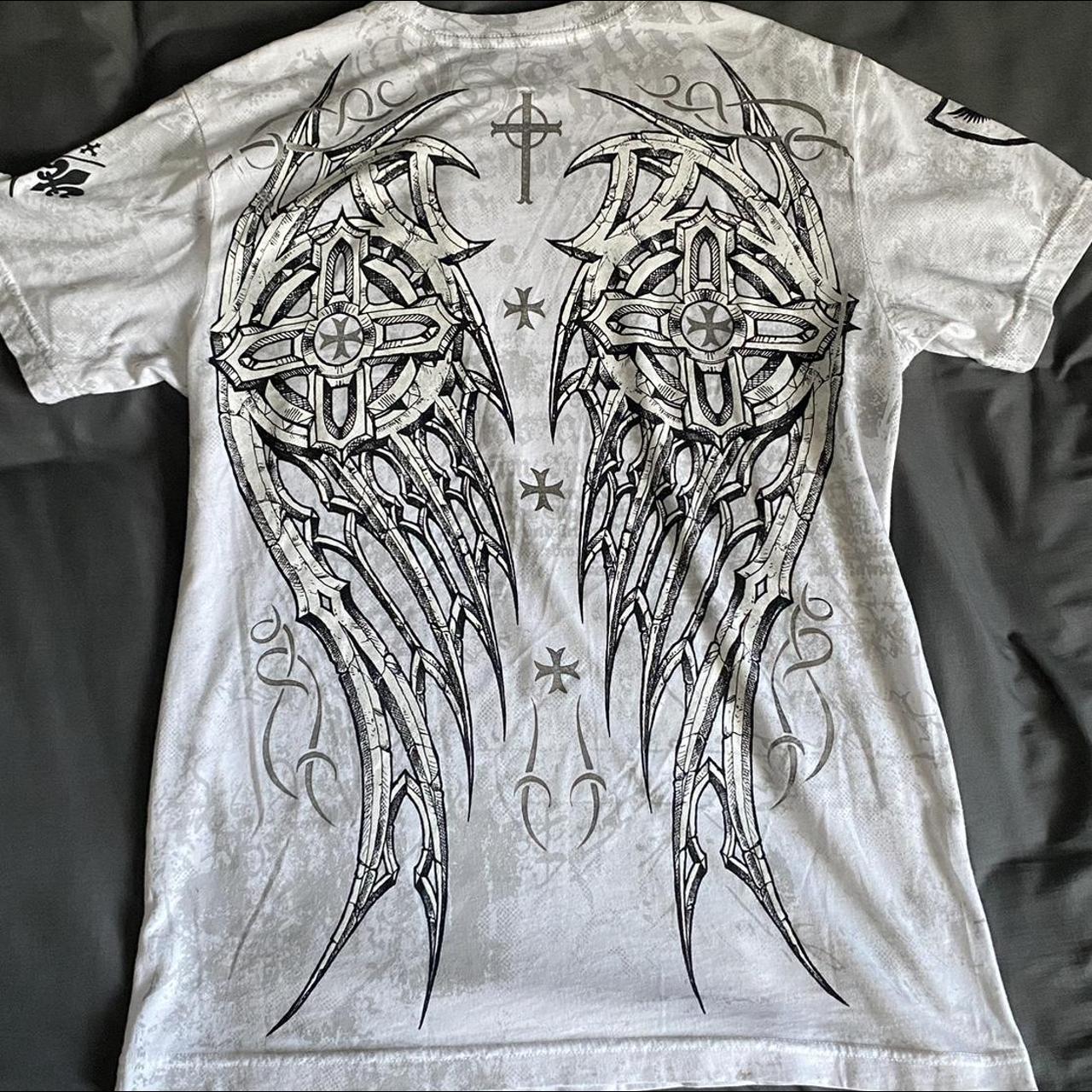 Archaic By Affliction T Shirt Cross Angel Tribal... - Depop