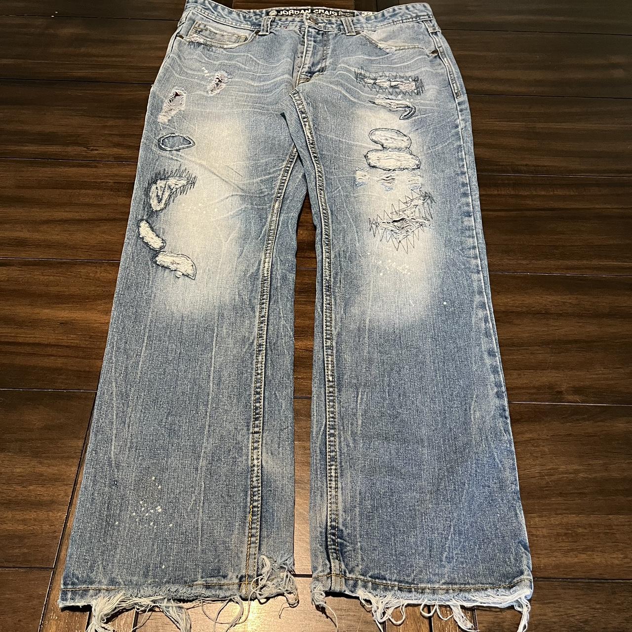 Y2K REWORK BORO JEANS JORDAN CRAIG STITCH-WORK... - Depop