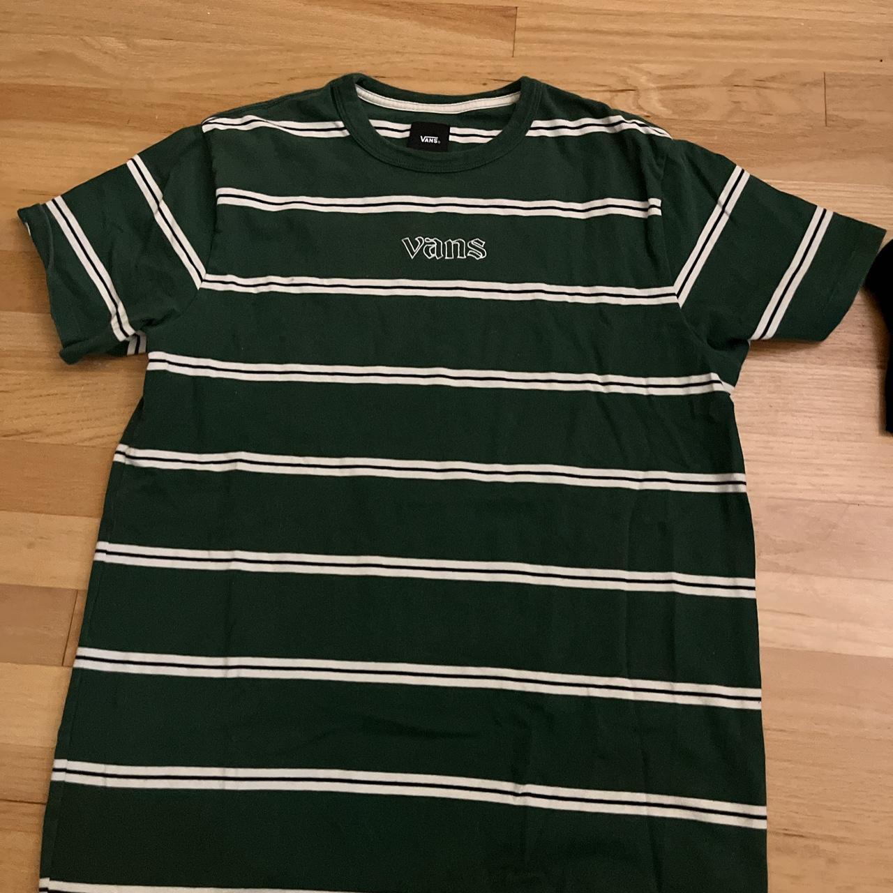 green/white striped vans tee - Depop