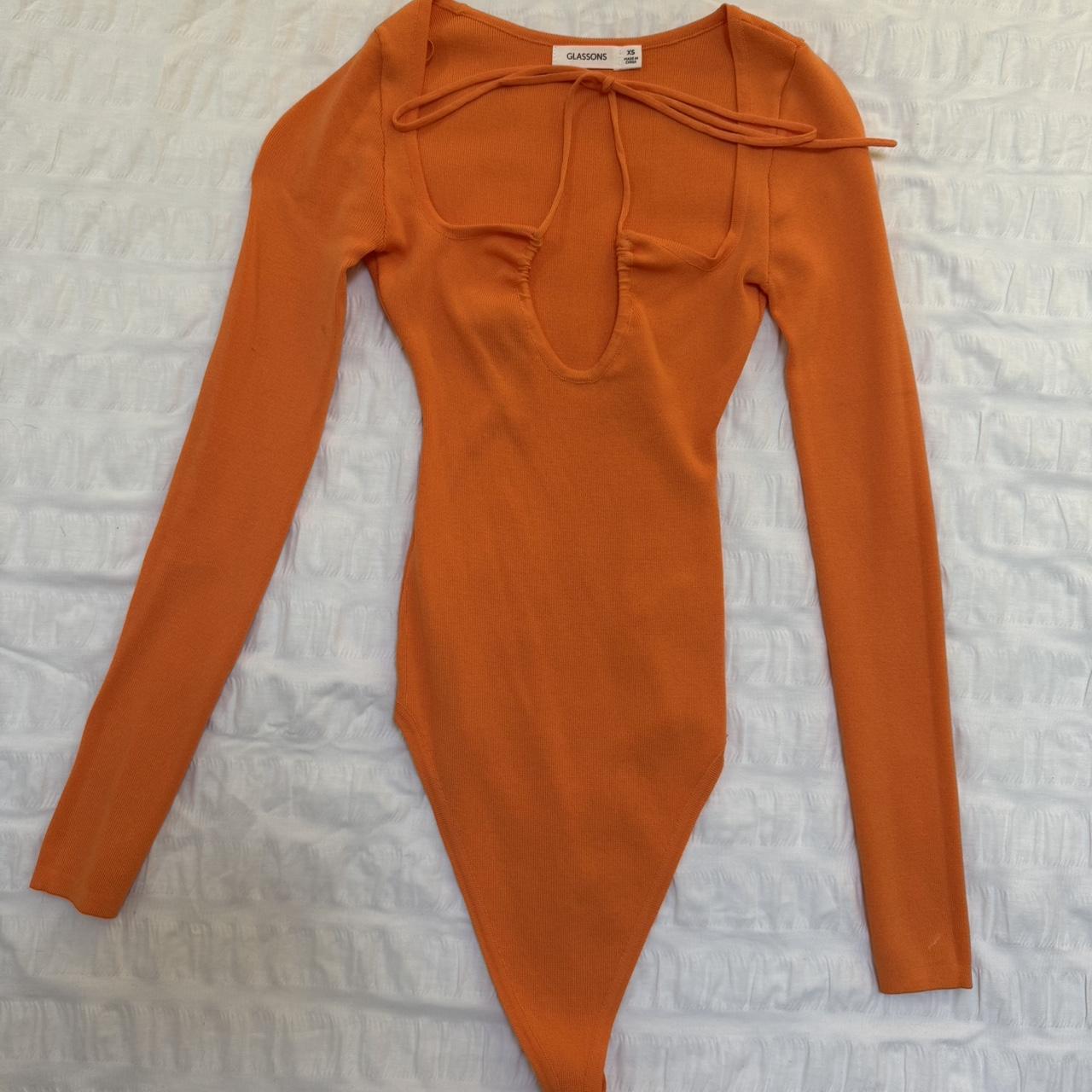 sexy orange body suit with front tie - only worn... - Depop