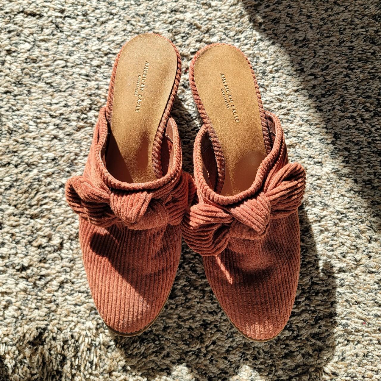 NEW COTTAGE CORE SLIP ON OPEN HEELS Burnt orange... - Depop