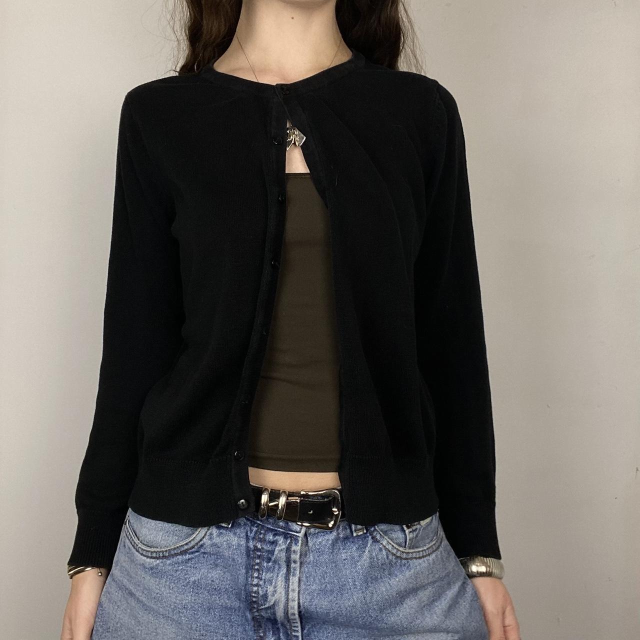 BLACK BUTTON DOWN CARDI BY... | Depop