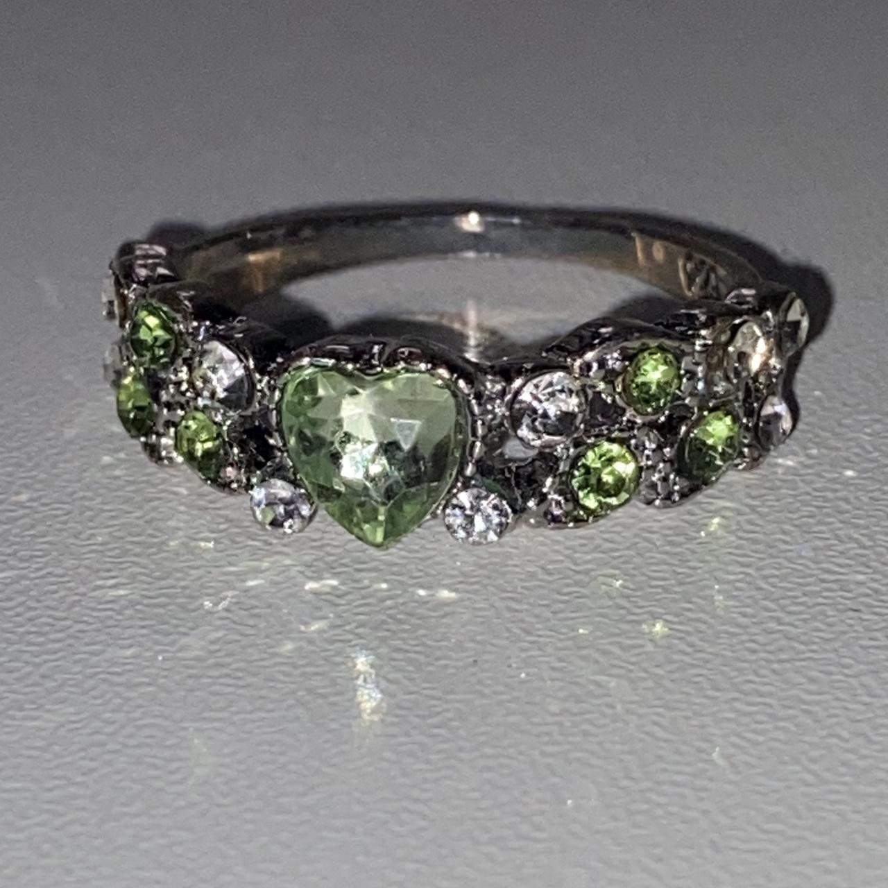 sage green crystal ring - Depop