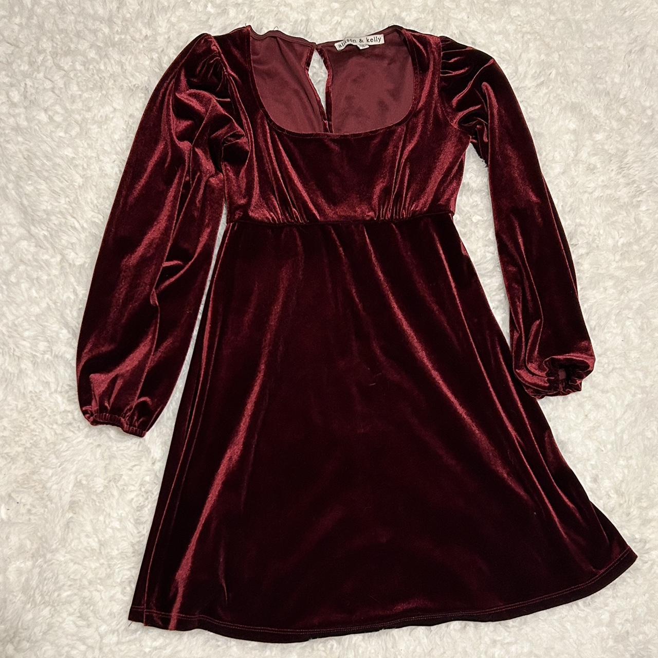 Adorable dark red velvet babydoll dress! So perfect... - Depop