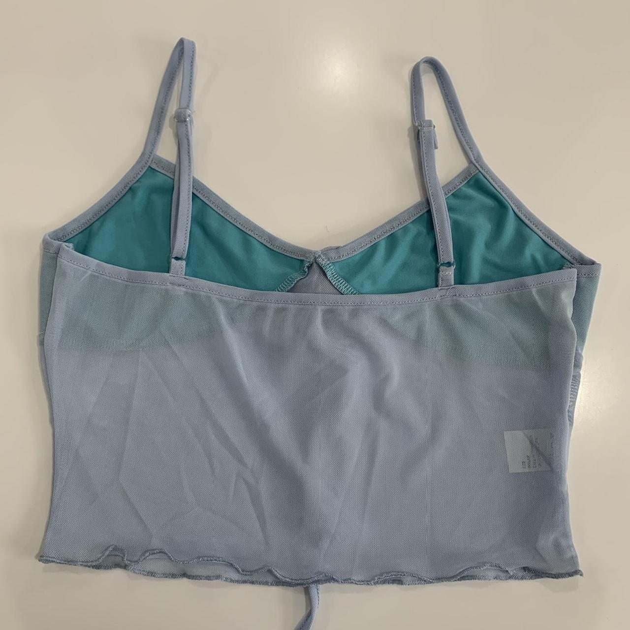 Mesh Top Pretty light blue mesh top with bow detail... - Depop