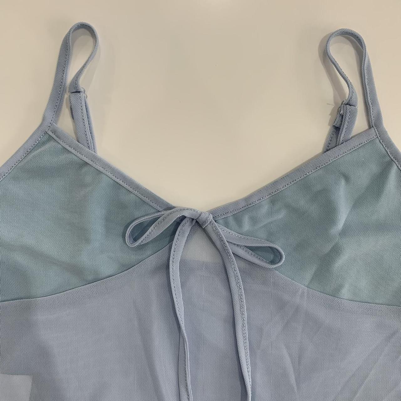 Mesh Top Pretty light blue mesh top with bow detail... - Depop