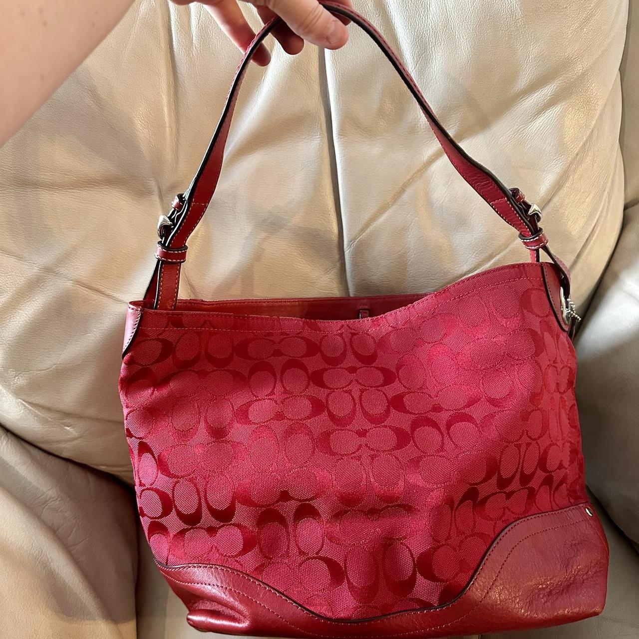 vintage red coach shoulder bag Y2k era red coach... | Depop