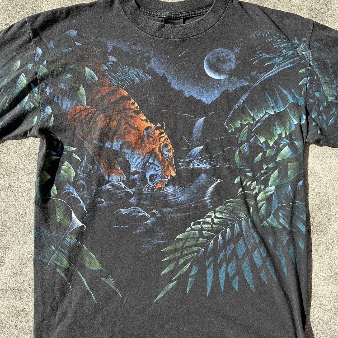 Vintage 90s Habitat Tiger XL Faded Shirt 🐅 📍 23x29... - Depop