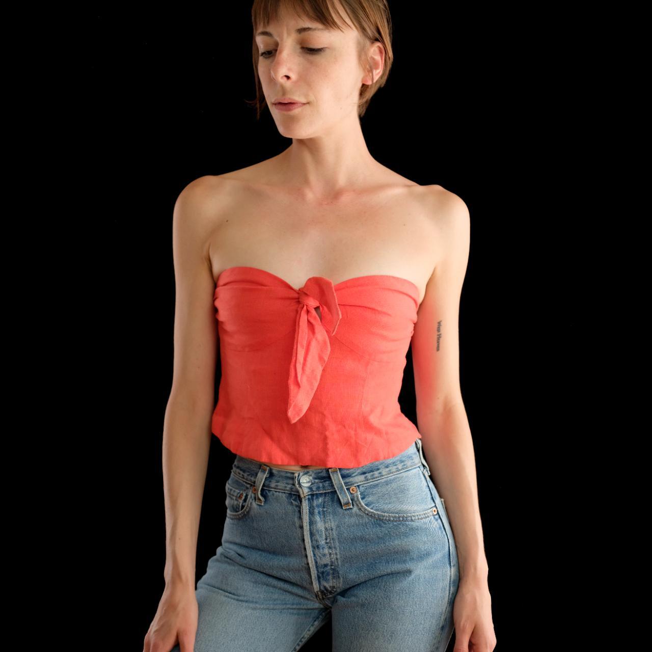 Mara Hoffman Nan tie front top. Strapless, side... - Depop