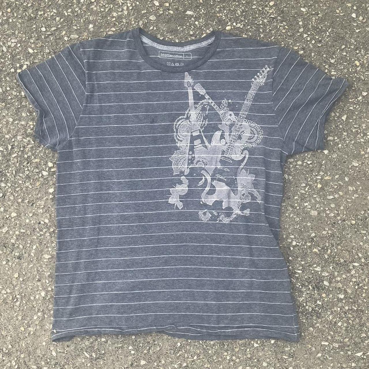 super sick emo guitar skater tee with sick print... - Depop