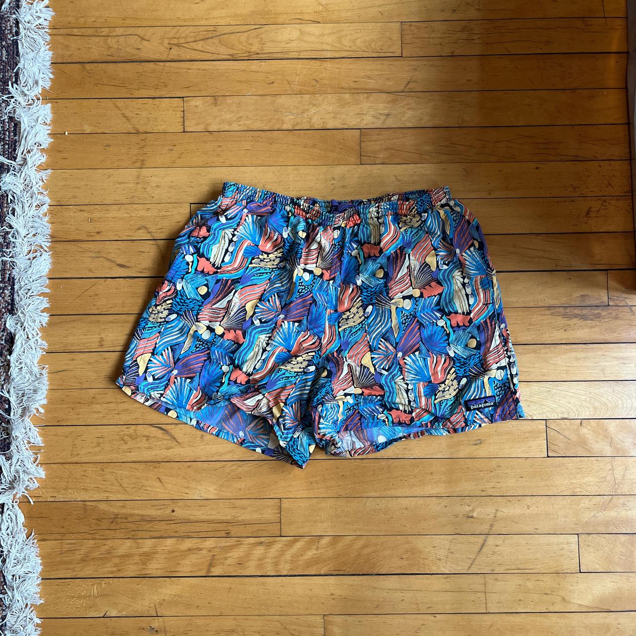 Patagonia Multi colored pattern baggies. 5in... | Depop