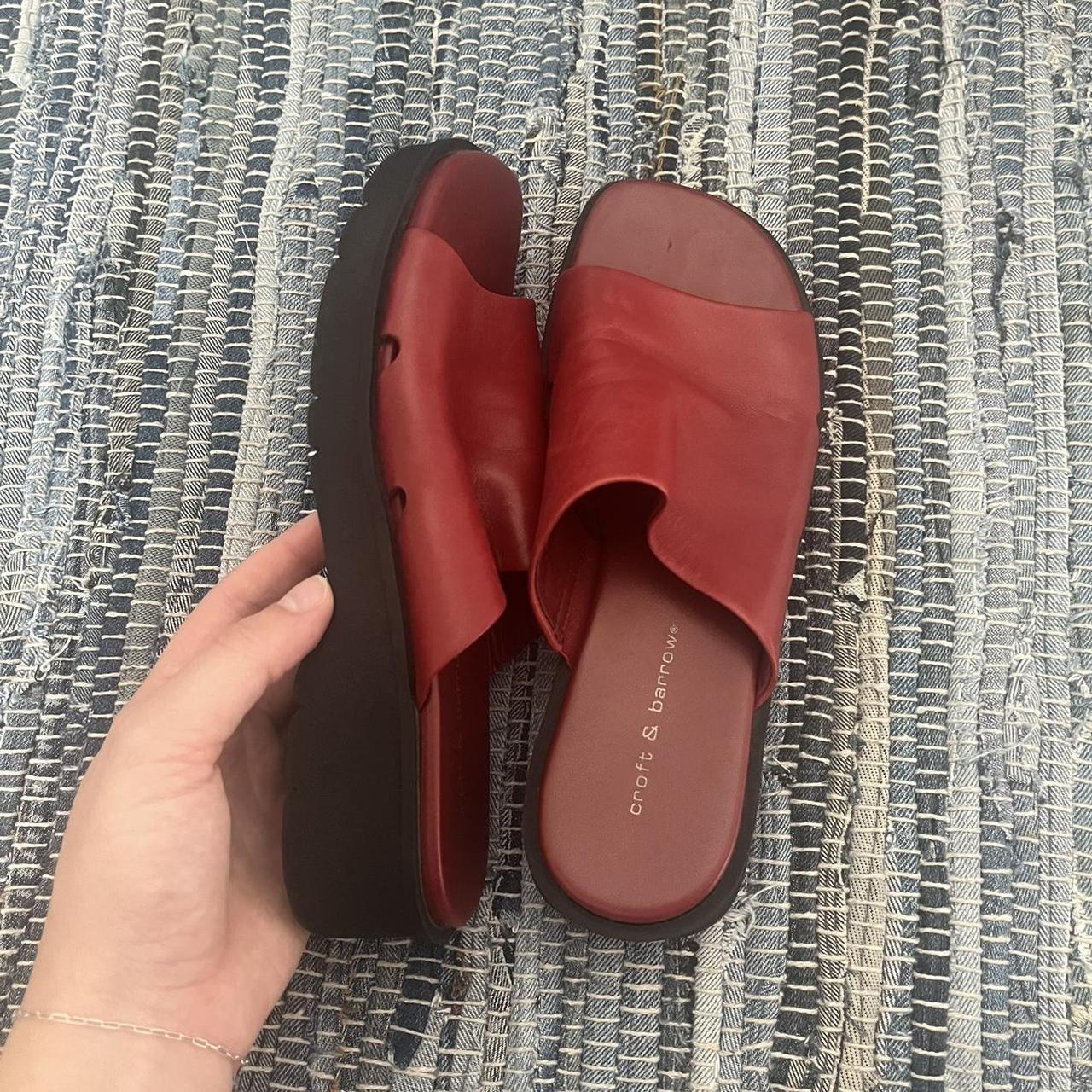 y2k red platform slides size 7.5. perfect... - Depop