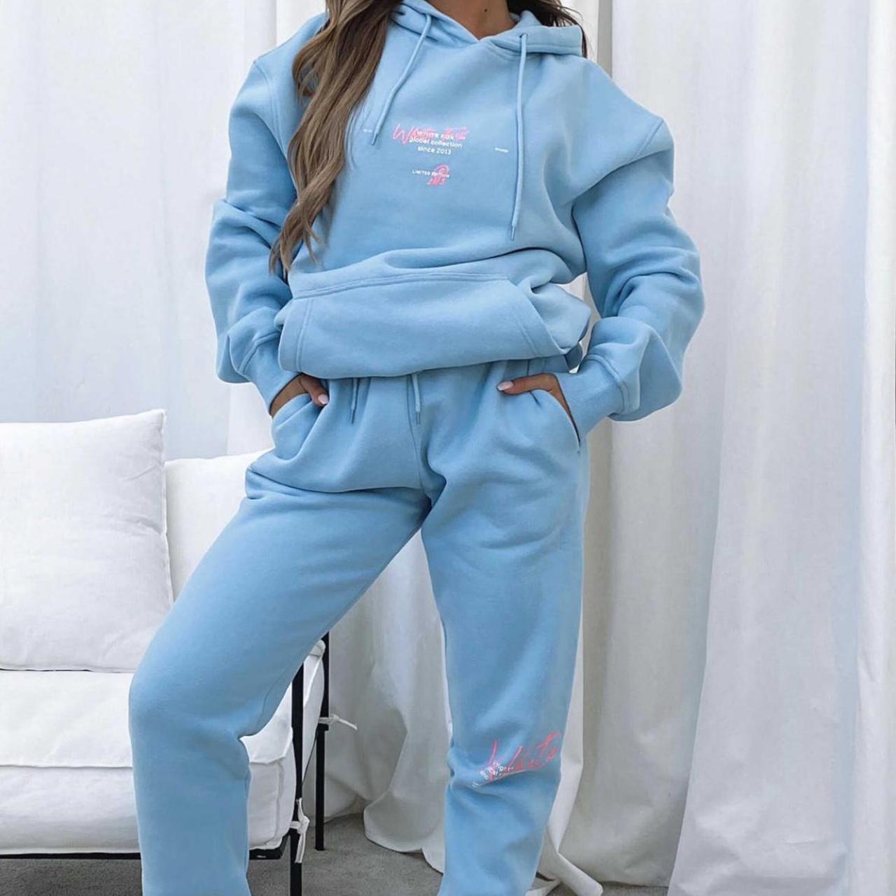 White fox - Blue & pink hoodie and trackie set... - Depop