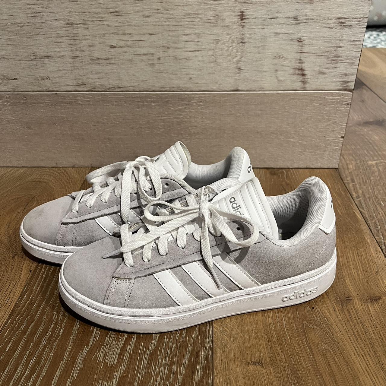Adidas grey and white sneakers, rarely worn because... - Depop