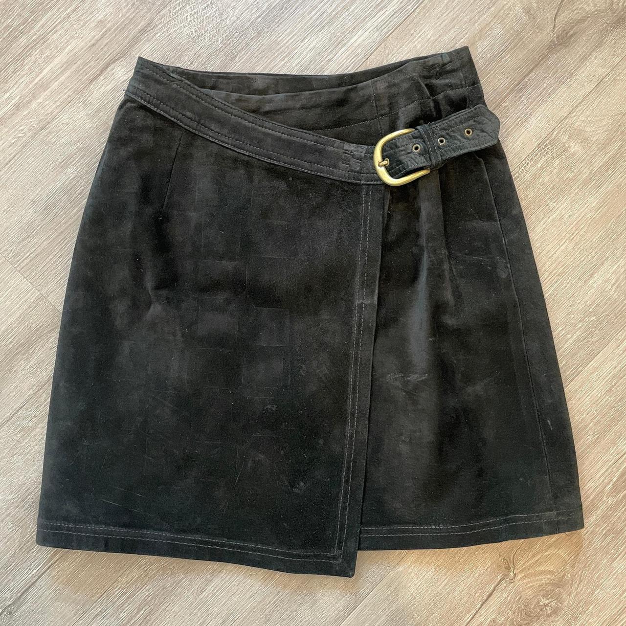 Barami Couture Vintage Suede Black Wrap Belted Mini... - Depop