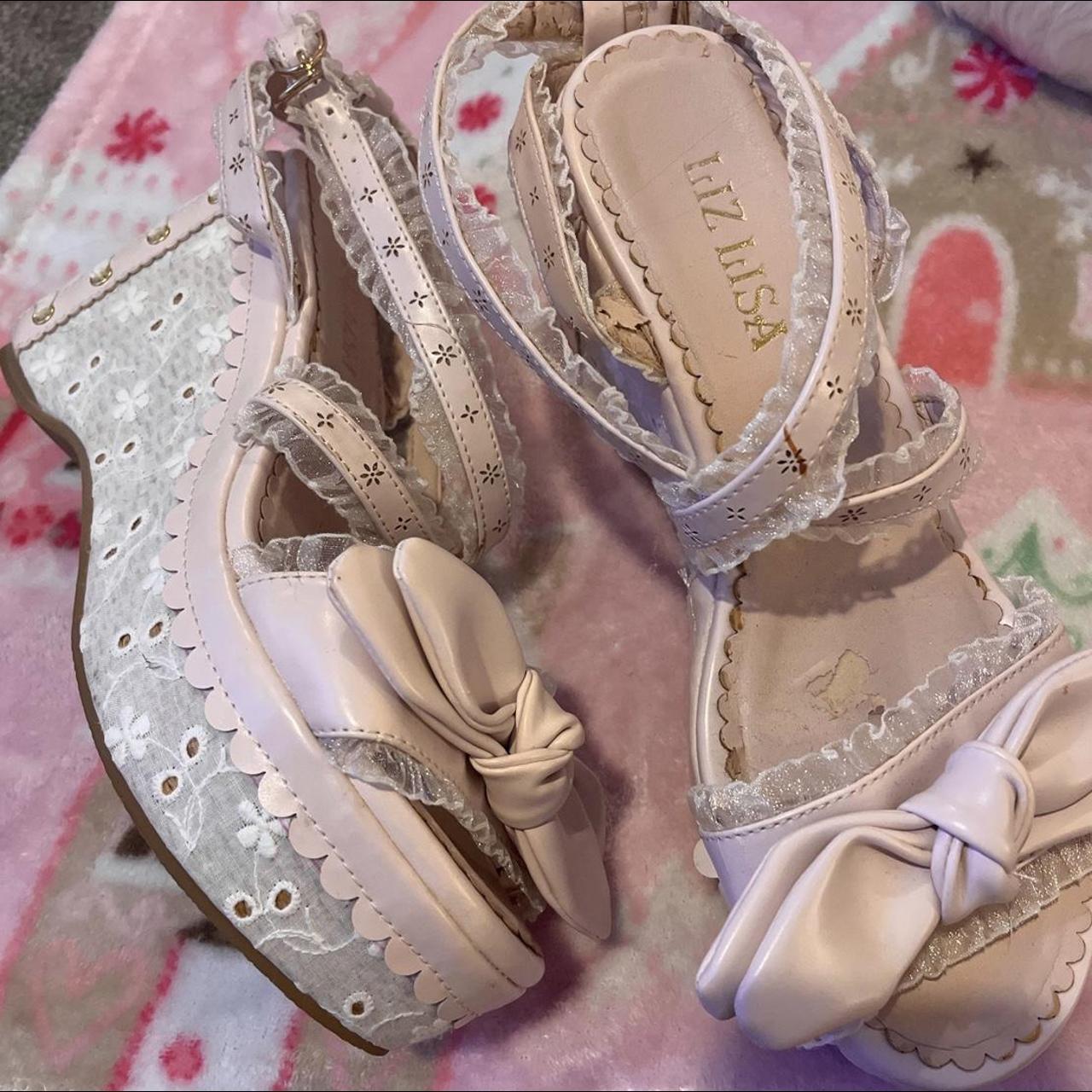 Liz Lisa Corset Wedge Heels Liz Lisa pink wedges... - Depop