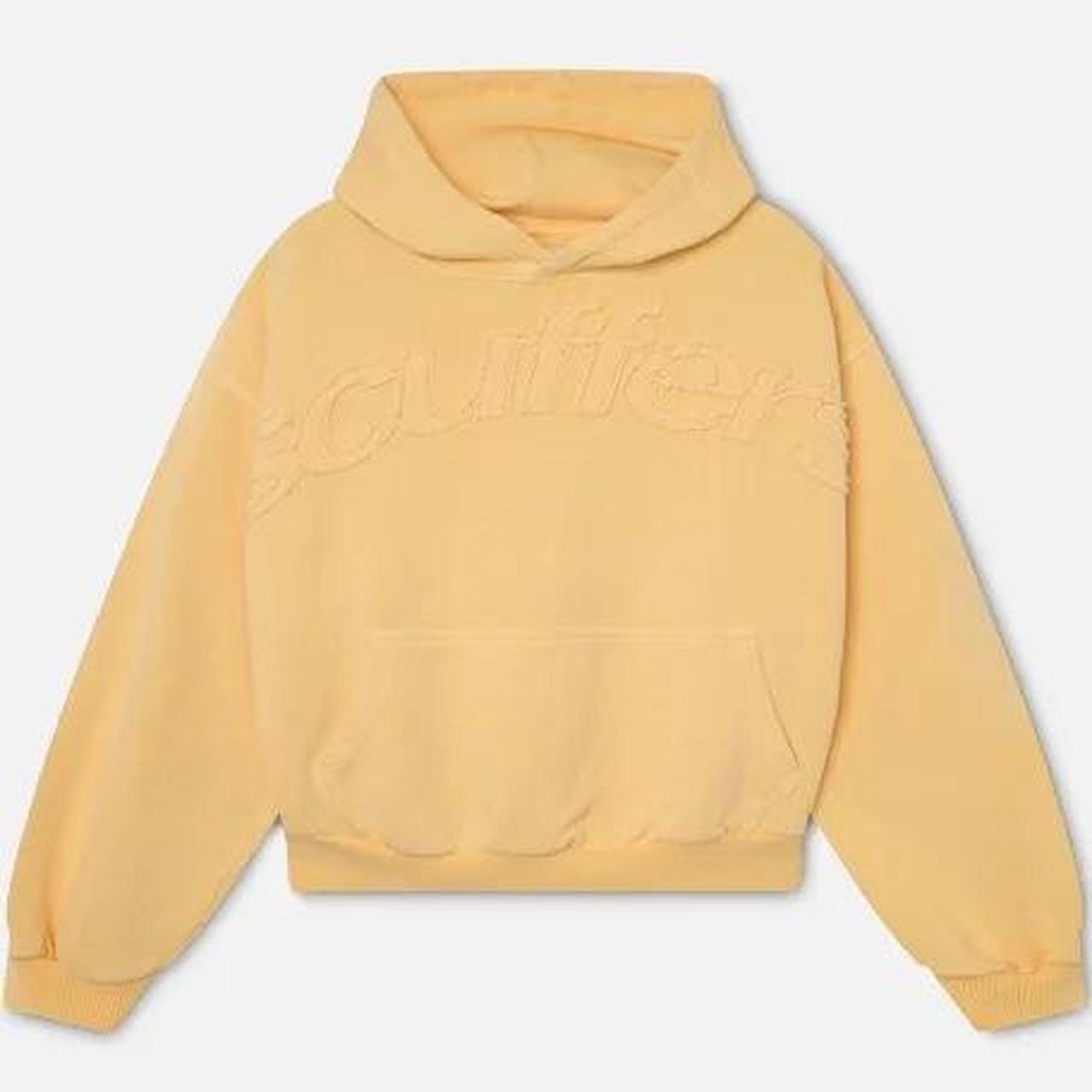Yellow scuffers hoodie size large never worn brand... | Depop