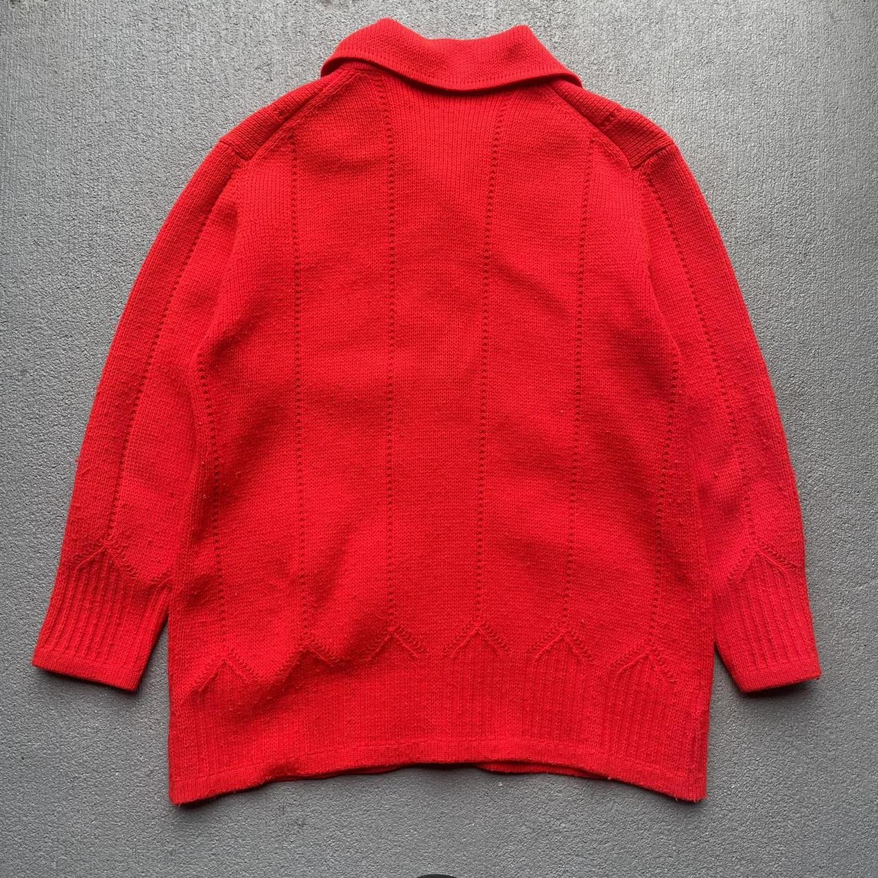 Vintage 70s Sears Red Acrylic Knit Cardigan good... - Depop