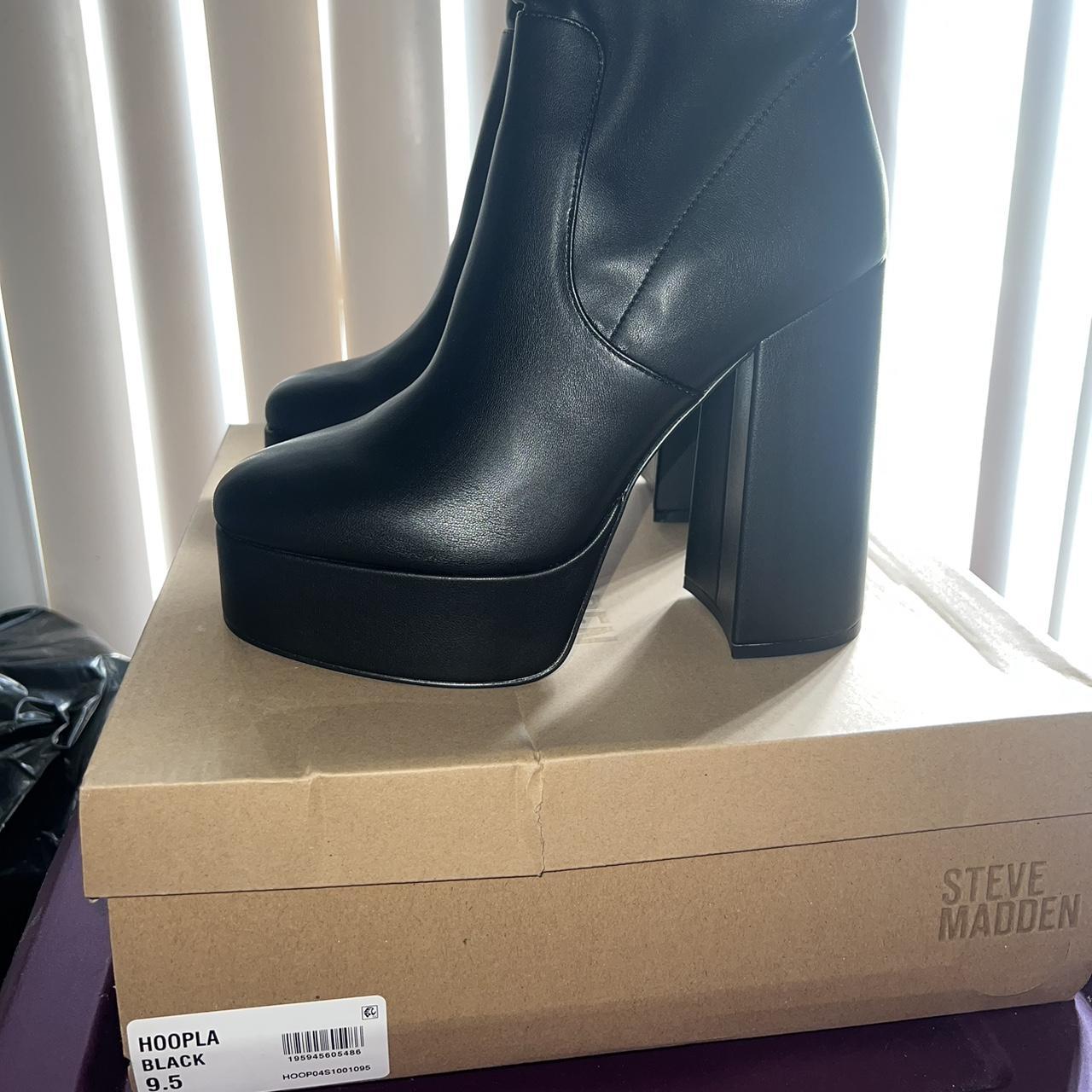 STEVE MADDEN BLACK ANKLE PLATFORM BOOTS/BOOTIES... - Depop