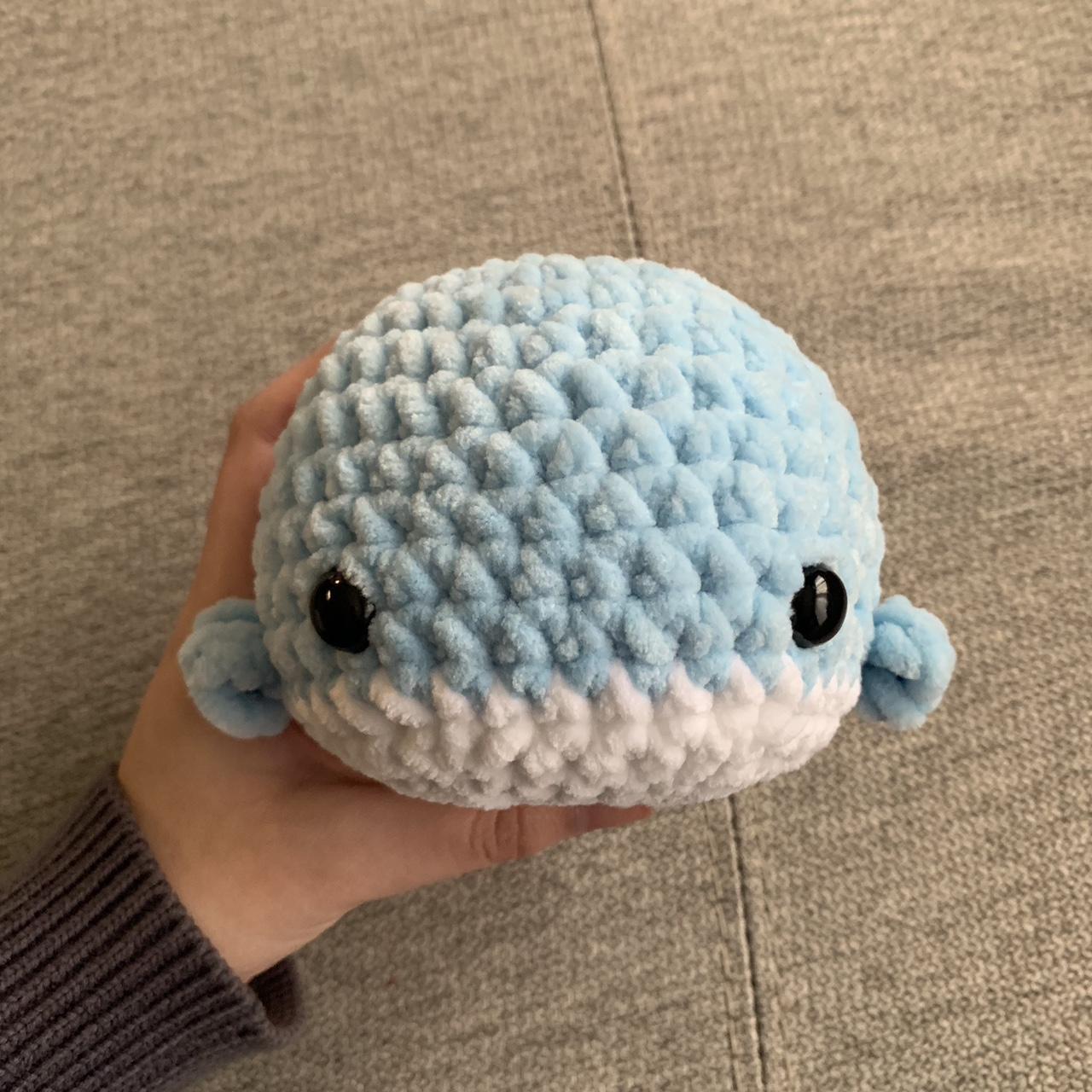 Light blue crochet whale stuffed... - Depop