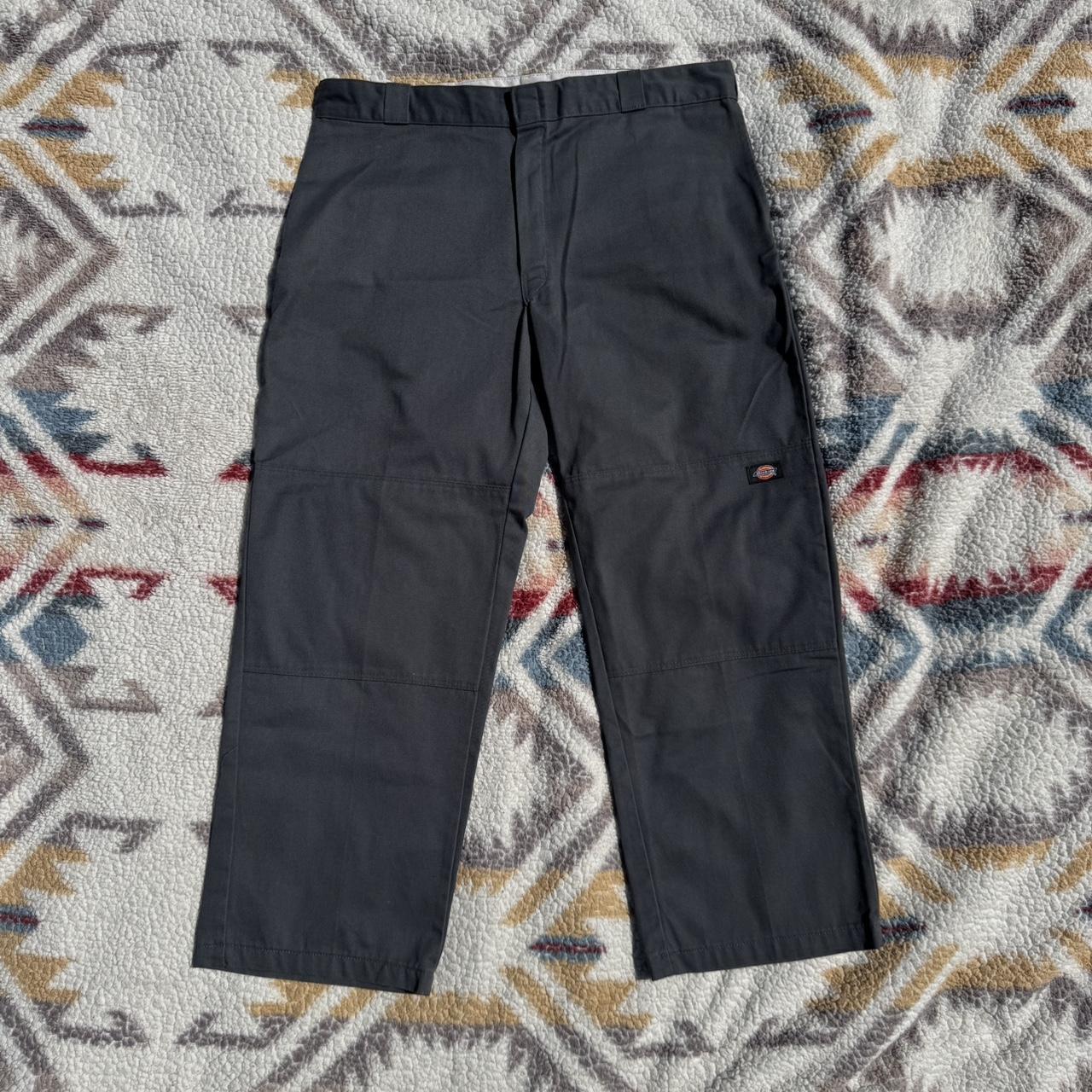 Gray double knee dickie pants, only worn a couple... | Depop