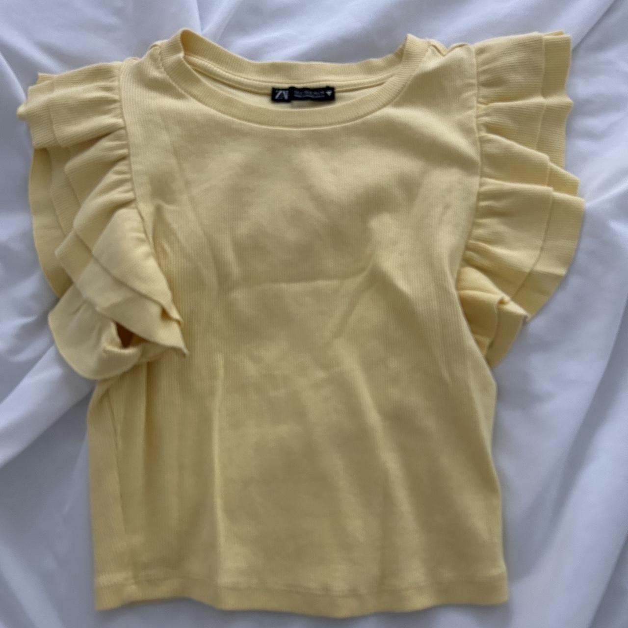 Zara ruffle sleeve top #zara #new - Depop