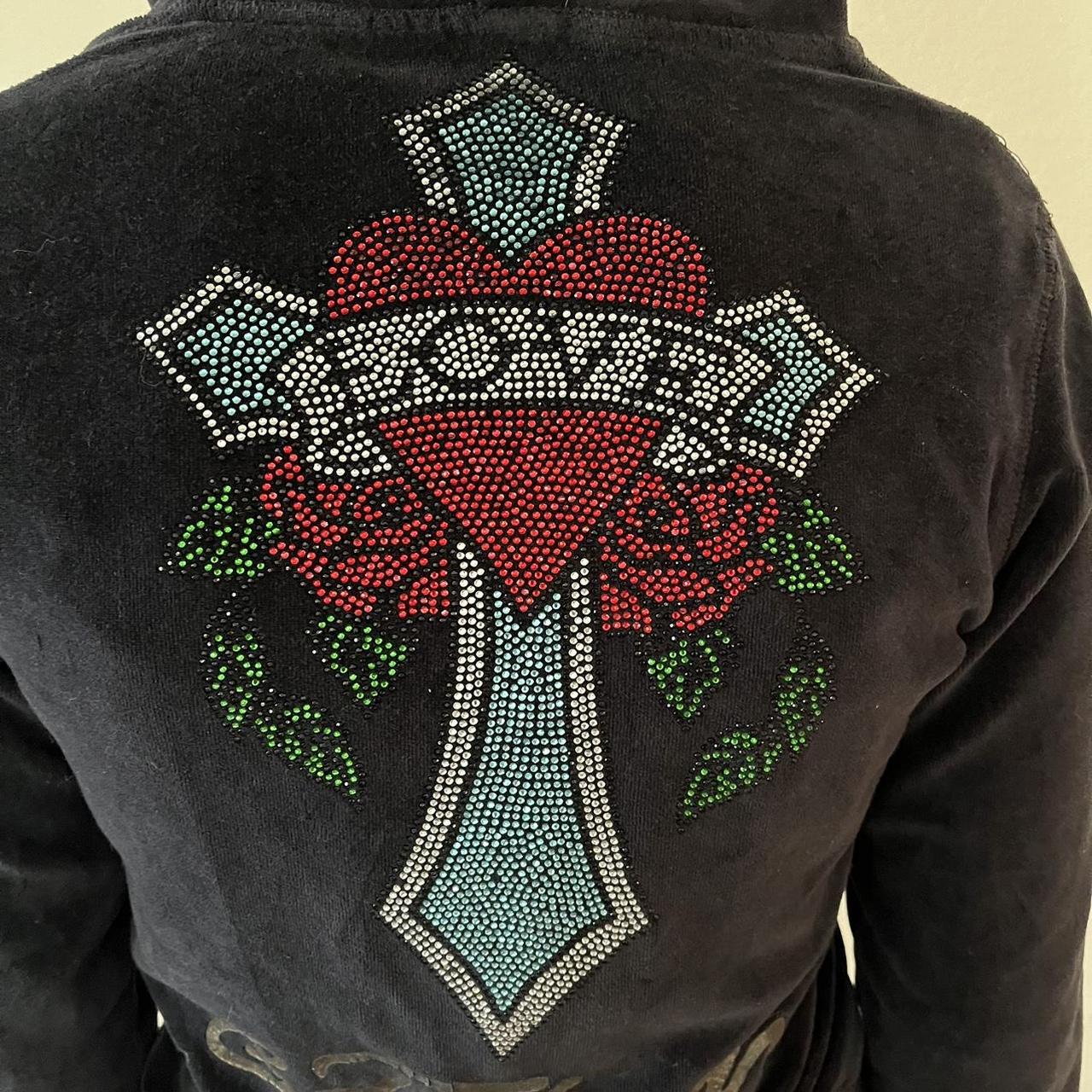 Rare mcbling rhinestone cross and heart Ed Hardy y2k... - Depop