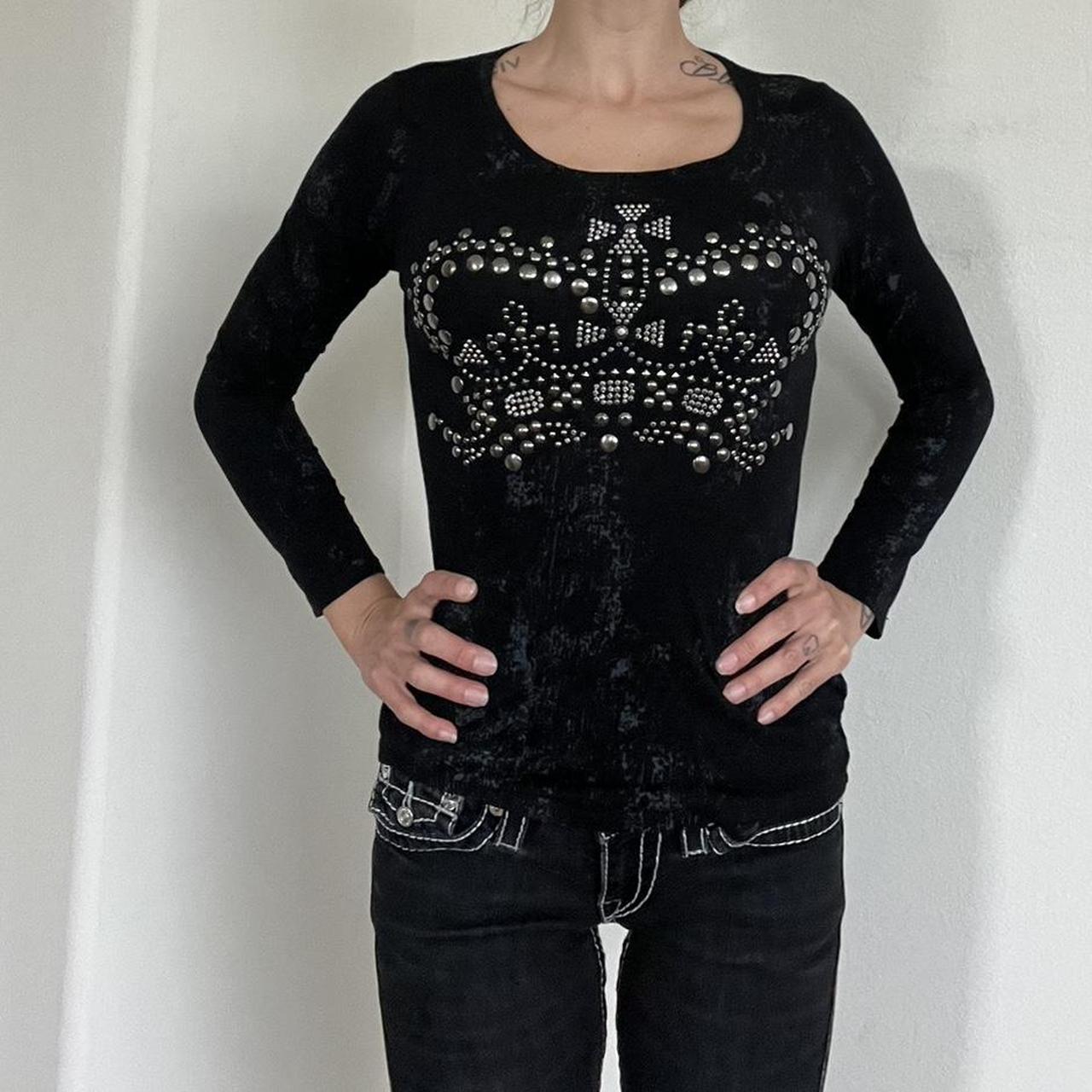 Insanely rare y2k silver stud crown mcbling long... - Depop