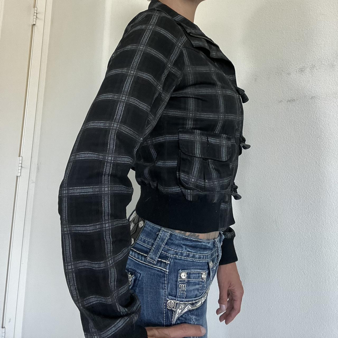 Y2k vintage Papaya mall goth plaid semi cropped zip... - Depop