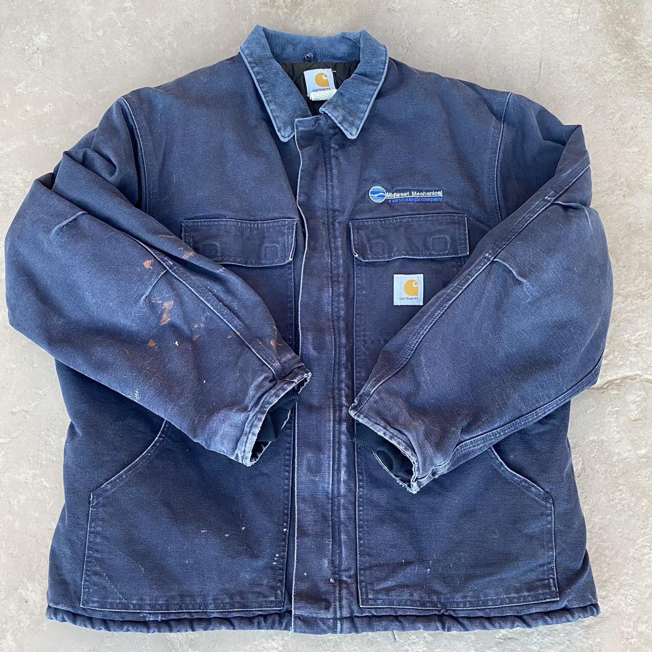 Vintage 90's Carhartt Blue Work Jacket -Great... - Depop