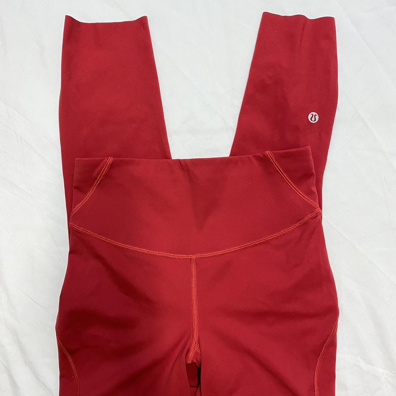 Lululemon leggings Vibrant red, size 4 Excellent... - Depop