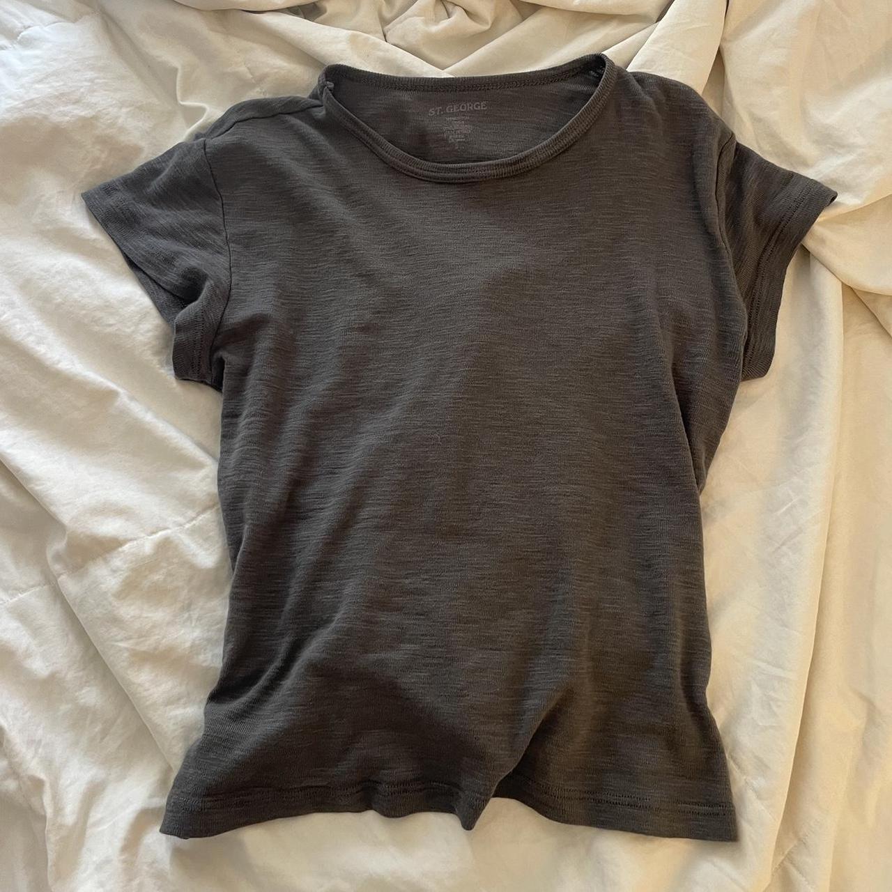 St. George Brandy Melville Hailie Grey Basic Top |... - Depop