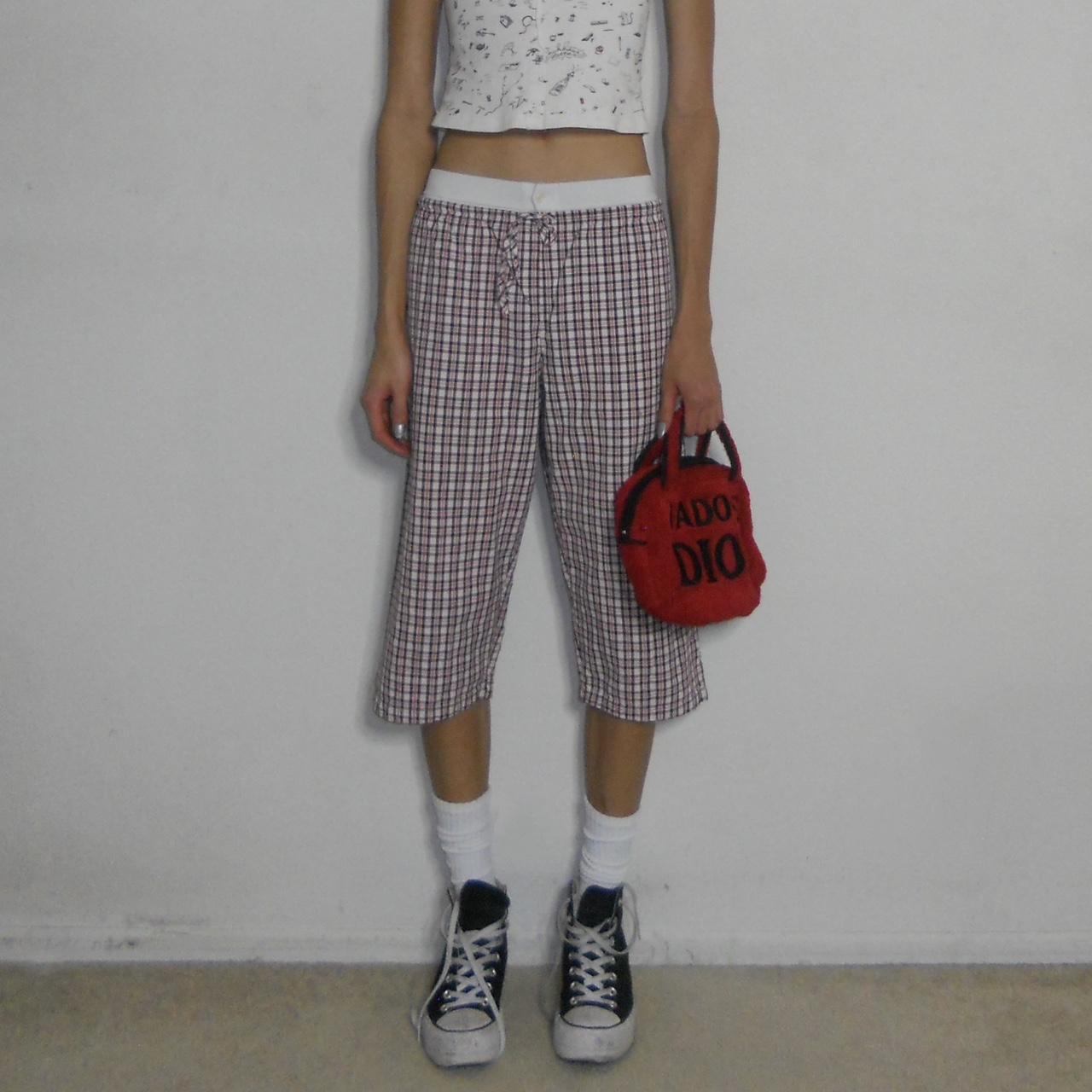 2000s unisex grunge punk red plaid boxer style... - Depop