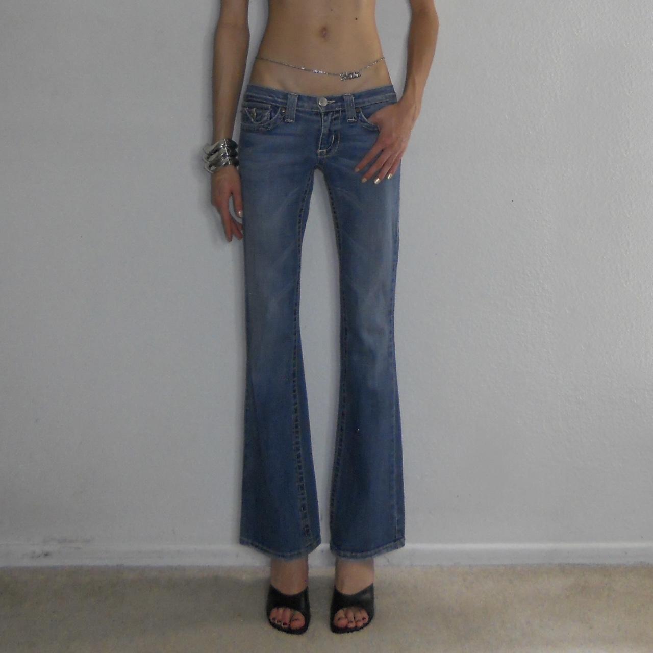 iconic y2k early 2000s low-rise bootcut flared denim... - Depop