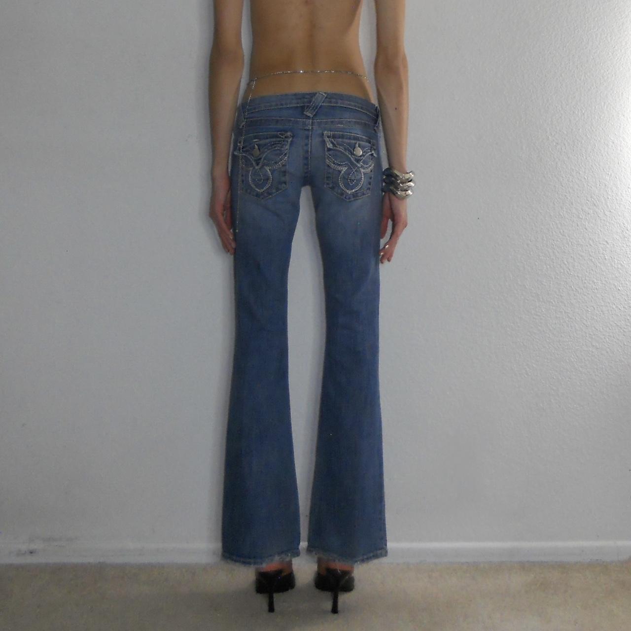 iconic y2k early 2000s low-rise bootcut flared denim... - Depop