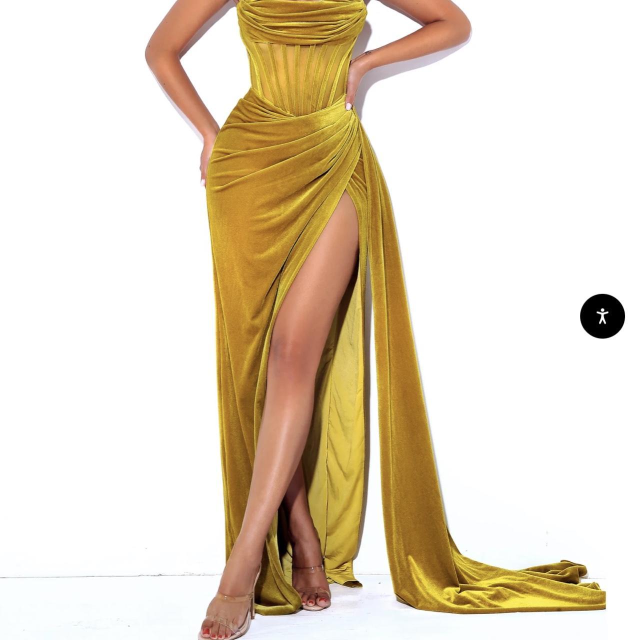 MISS CIRCLE PRIYA GOLD CORSET DRESS WORN 1x for a... - Depop