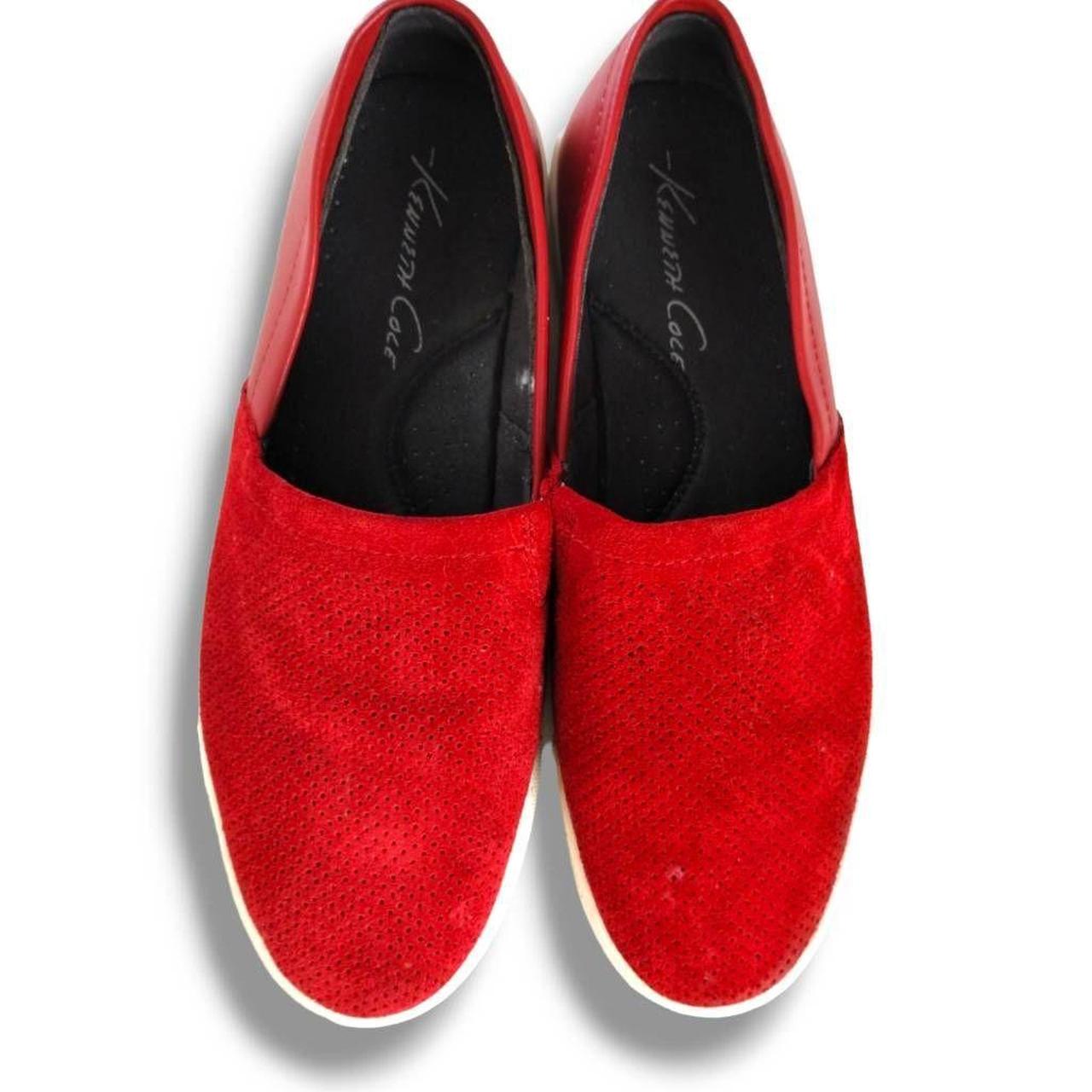 Kenneth Cole Red Suede Shoes Slip-on Pinhole Suede... - Depop