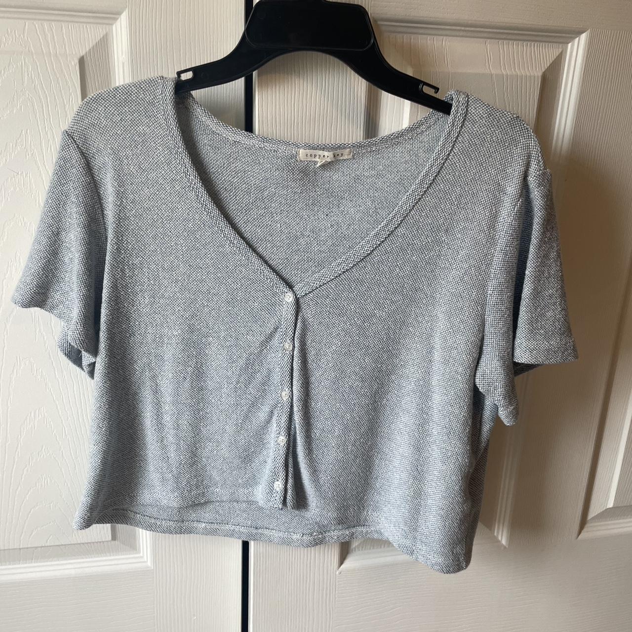 Copper Key Women's Blue Crop-top | Depop