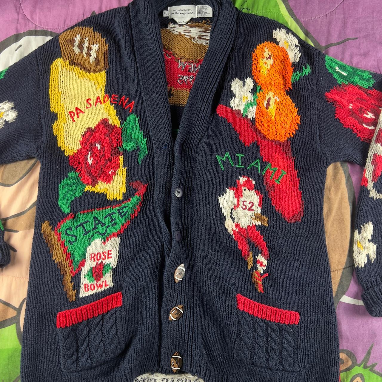 1995 The Eagles Eye Cardigan College Football Rose... - Depop