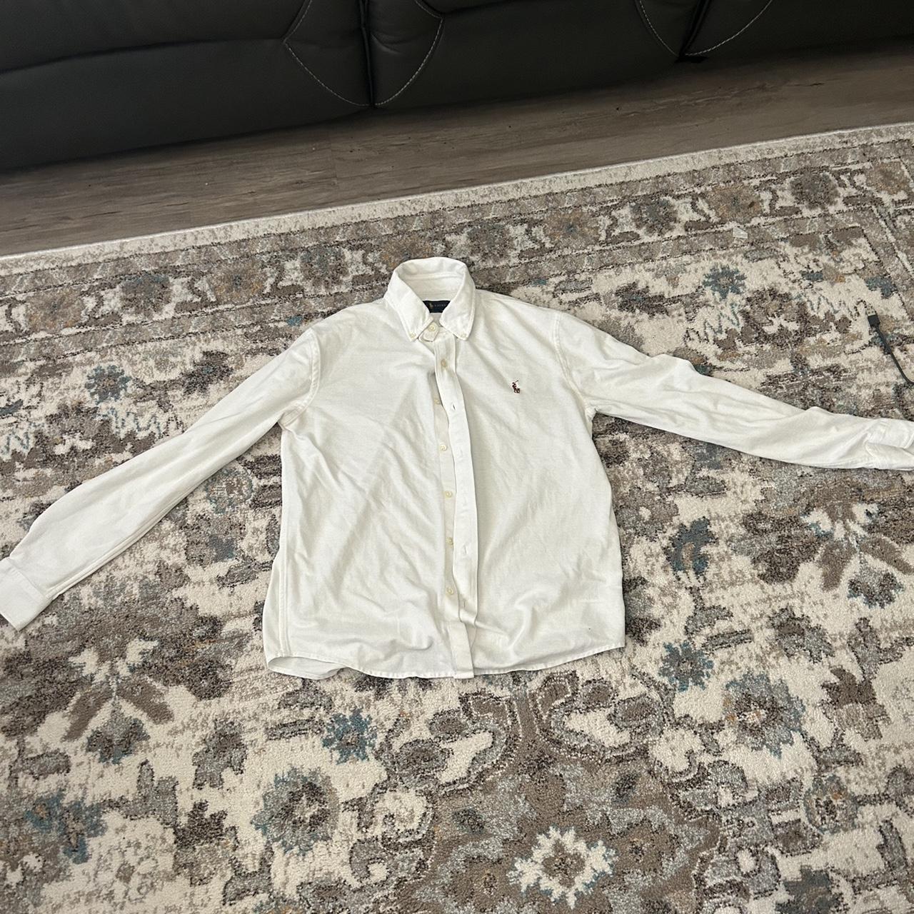 White polo button up barley worn medium Open to offers - Depop