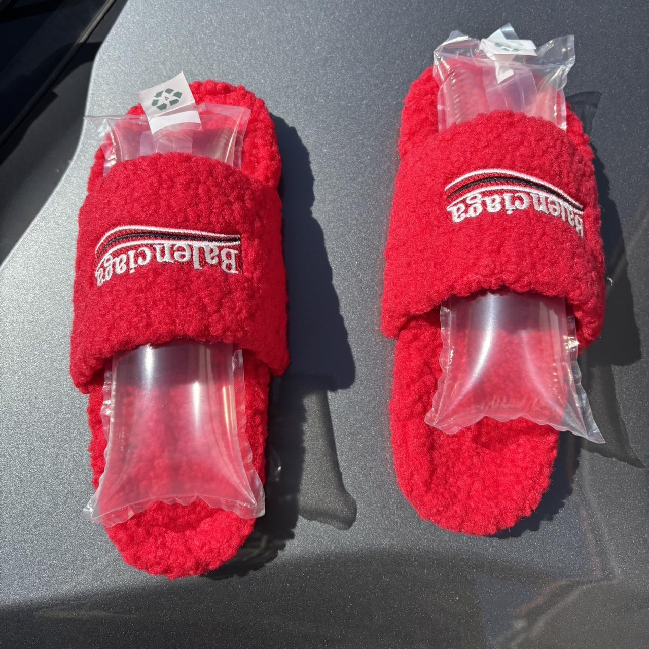 Balenciaga Red Pool Slides Bold and minimal, these... | Depop