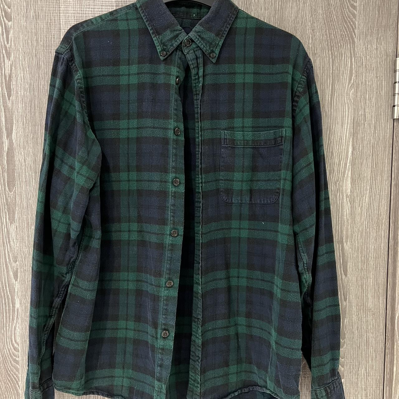 Men’s green cheque shirt Lands Ends Size M - Depop
