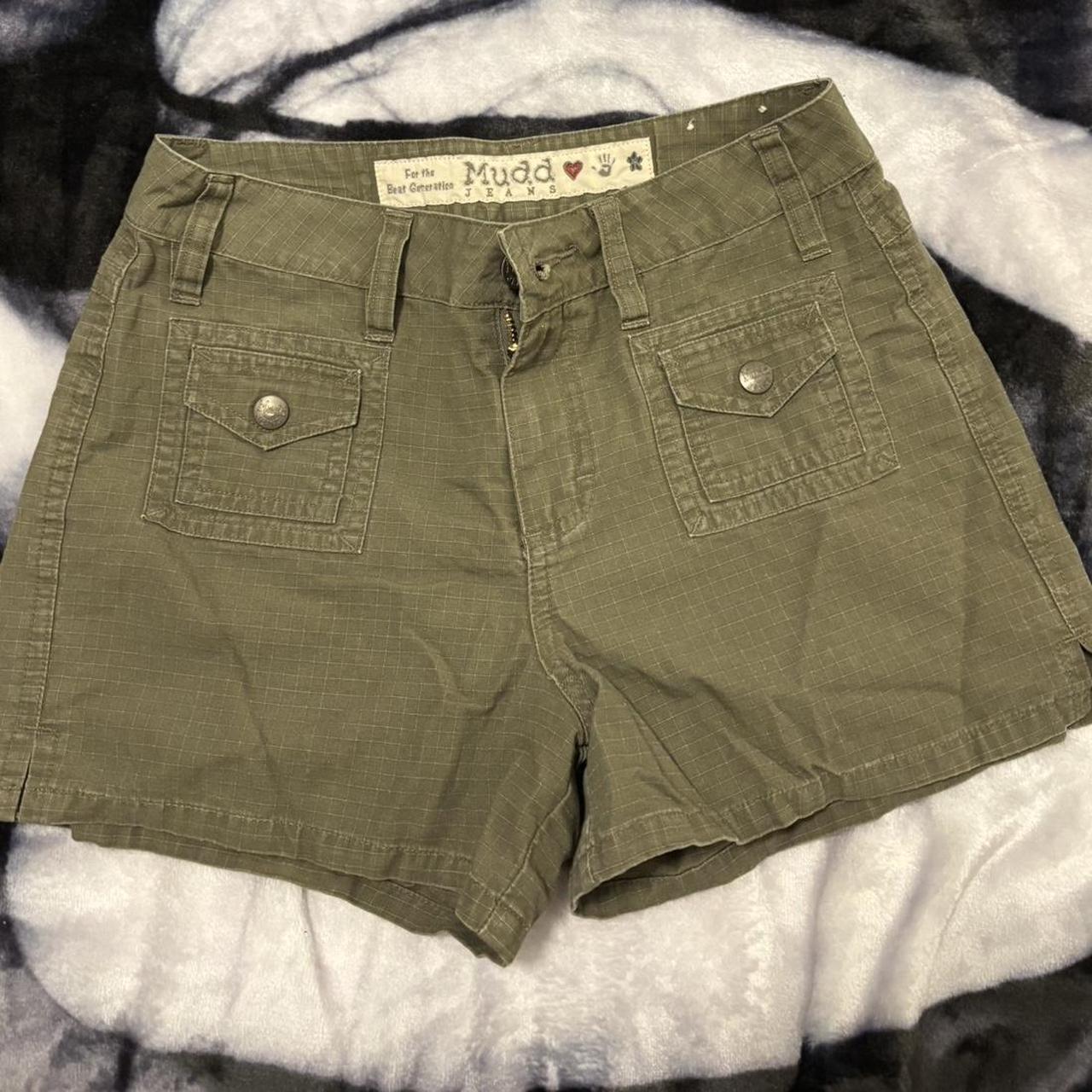 Mudd army green 90’s style shorts Mid-rise green... | Depop