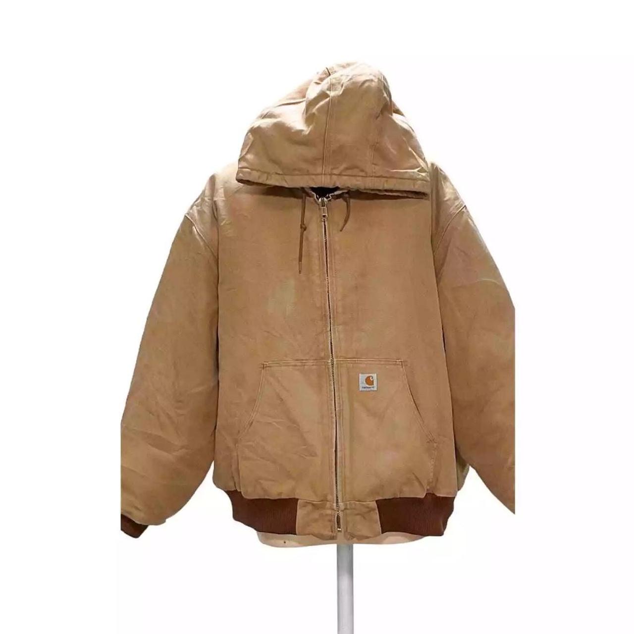 Tan Carhartt Hooded Workwear Jacket 3xl great... - Depop