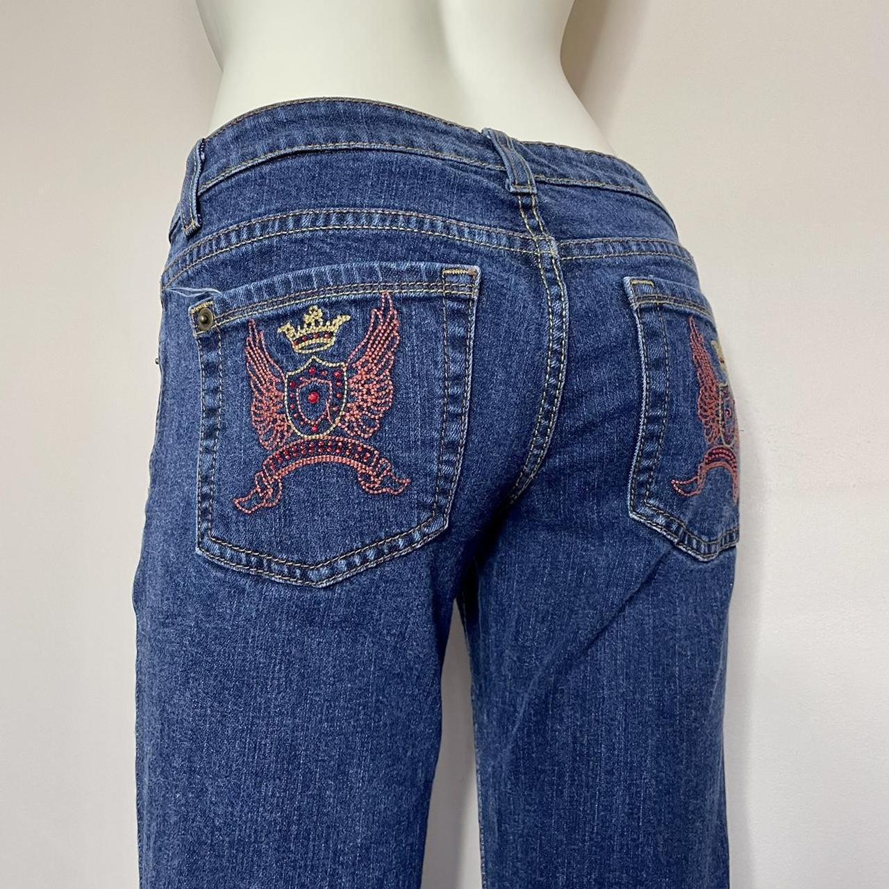 Vintage 2000s rhinestone crown pocket jeans by No... - Depop