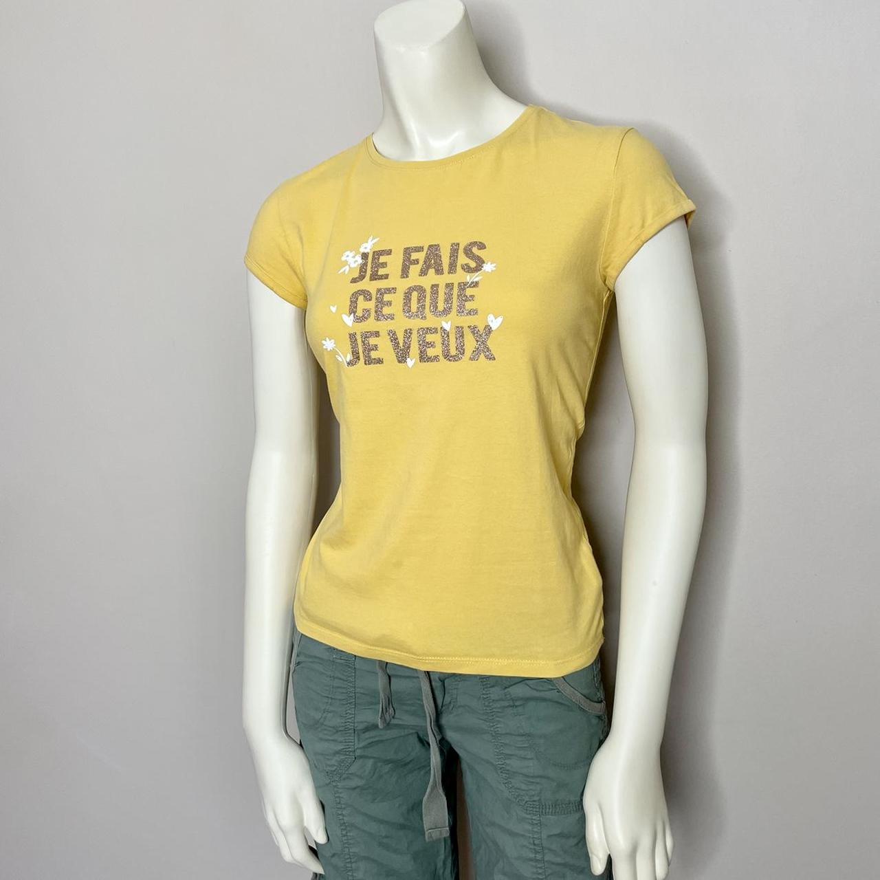 Vintage 2000s yellow slogan tee by Tape A... - Depop